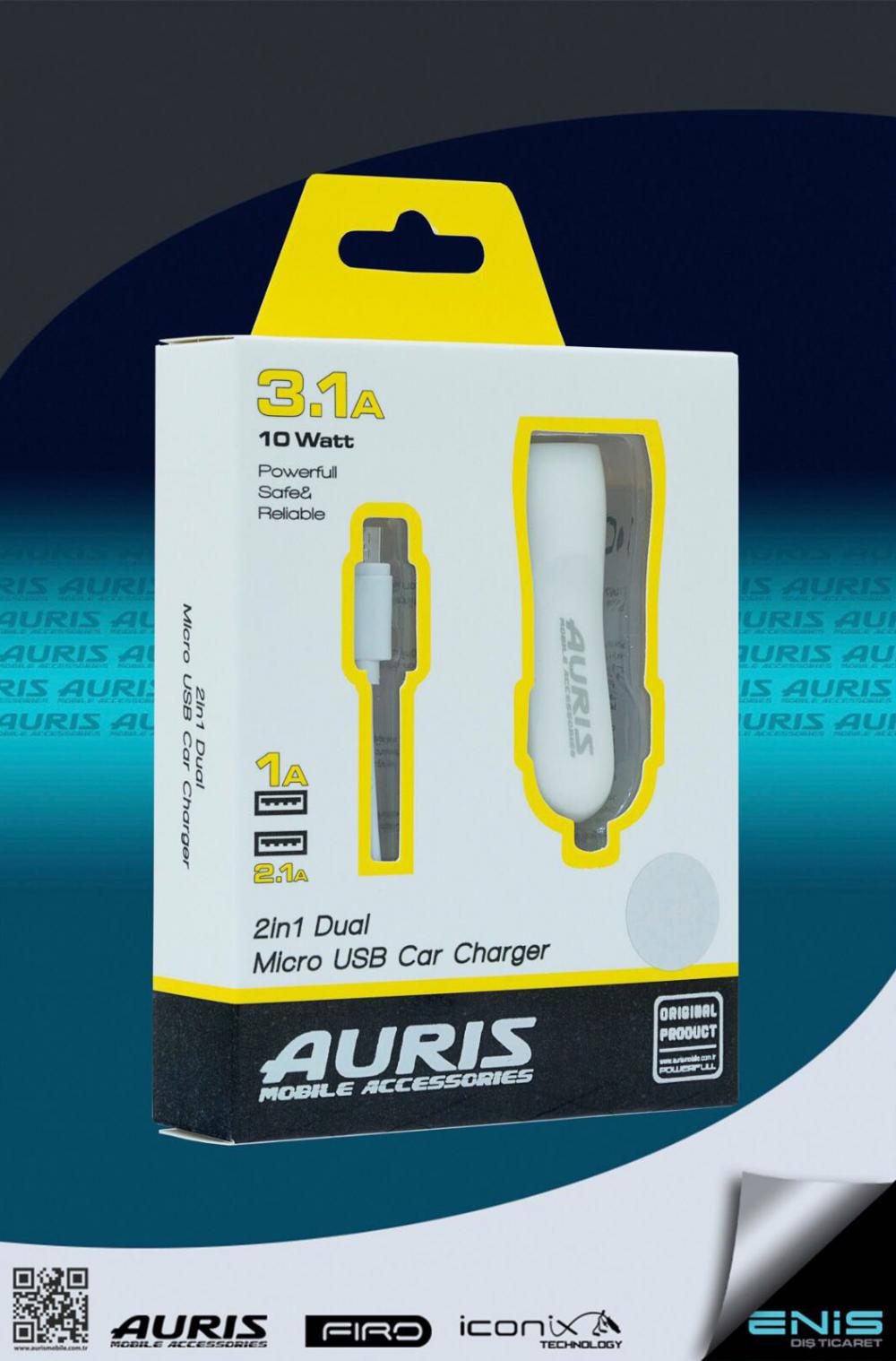 AURIS 2 IN 1 DUAL MICRO USB ARAÇ İÇİ ŞARJ CİHAZI - 16.67 TL + KDV
