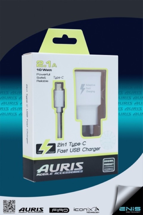 AURIS 2 IN 1 TYPE-C FAST USB CHARGER-ŞARJ CİHAZI - 0.00 TL + KDV